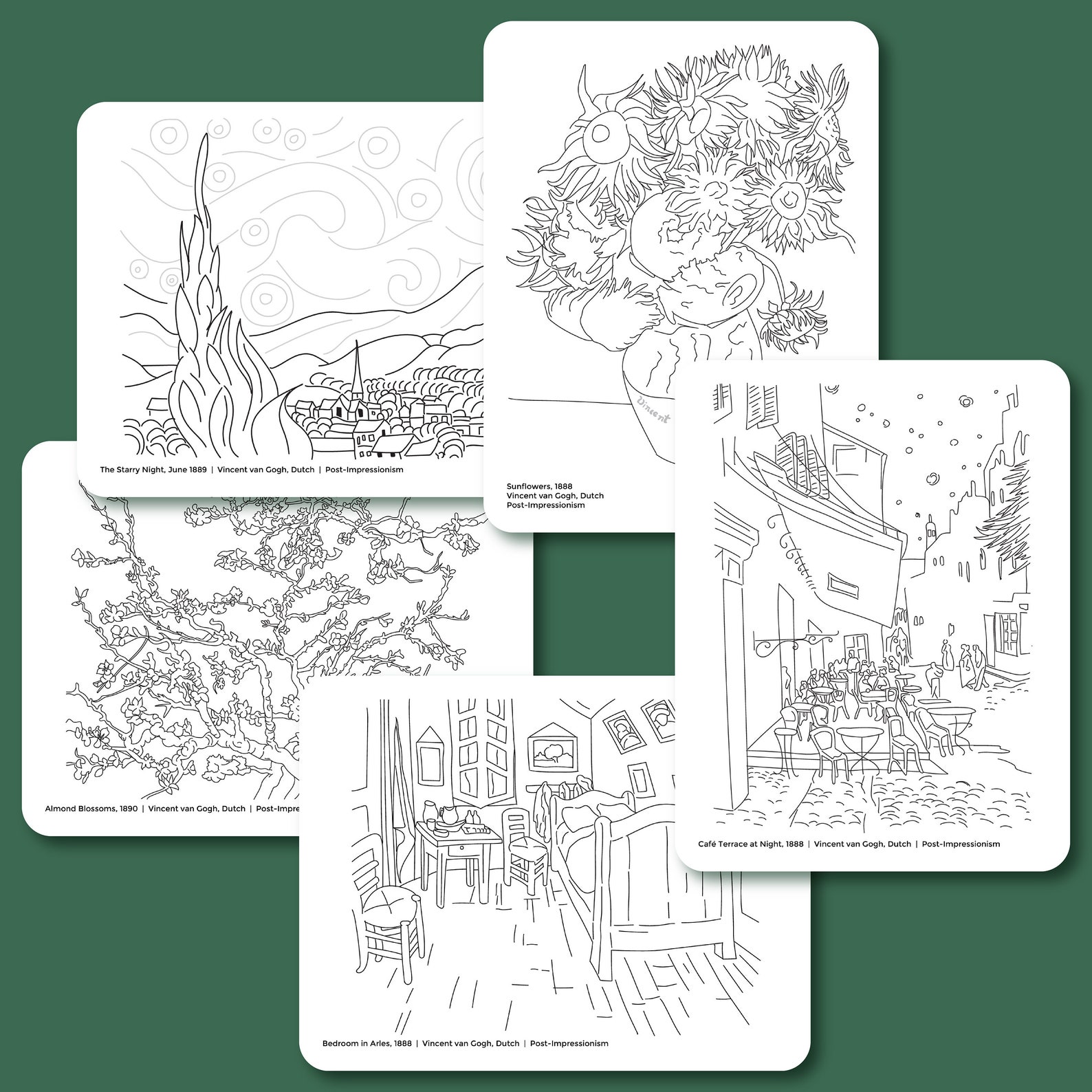 Vincent Van Gogh Coloring Sheets - Etsy