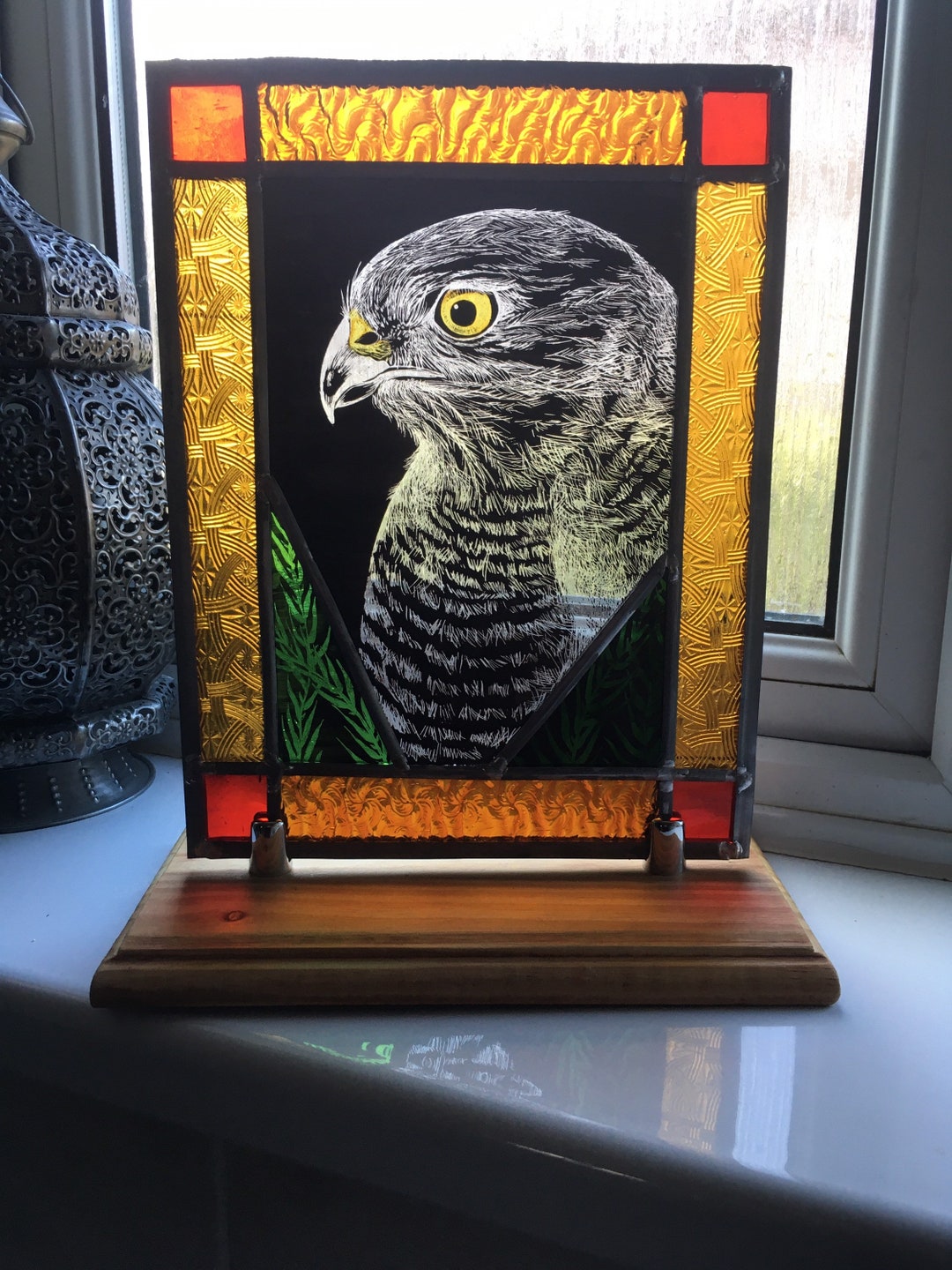 Stained Glass With Sparrow Hawk - Etsy