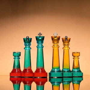 Handmade Chess Set Resin Chess Pieces Helio Colorful Chess - Etsy