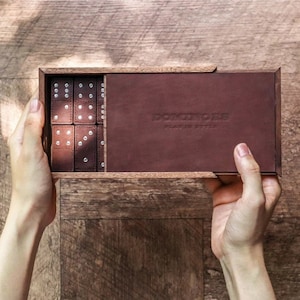 Premium Dominoes Set, Personalized Dominoes Set, Walnut Leather ...