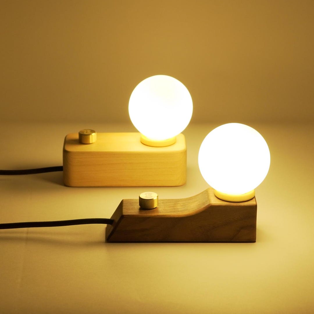 Neo Minimal Table Lamp, Wooden Small Lamp, Industrial Minimal Style ...