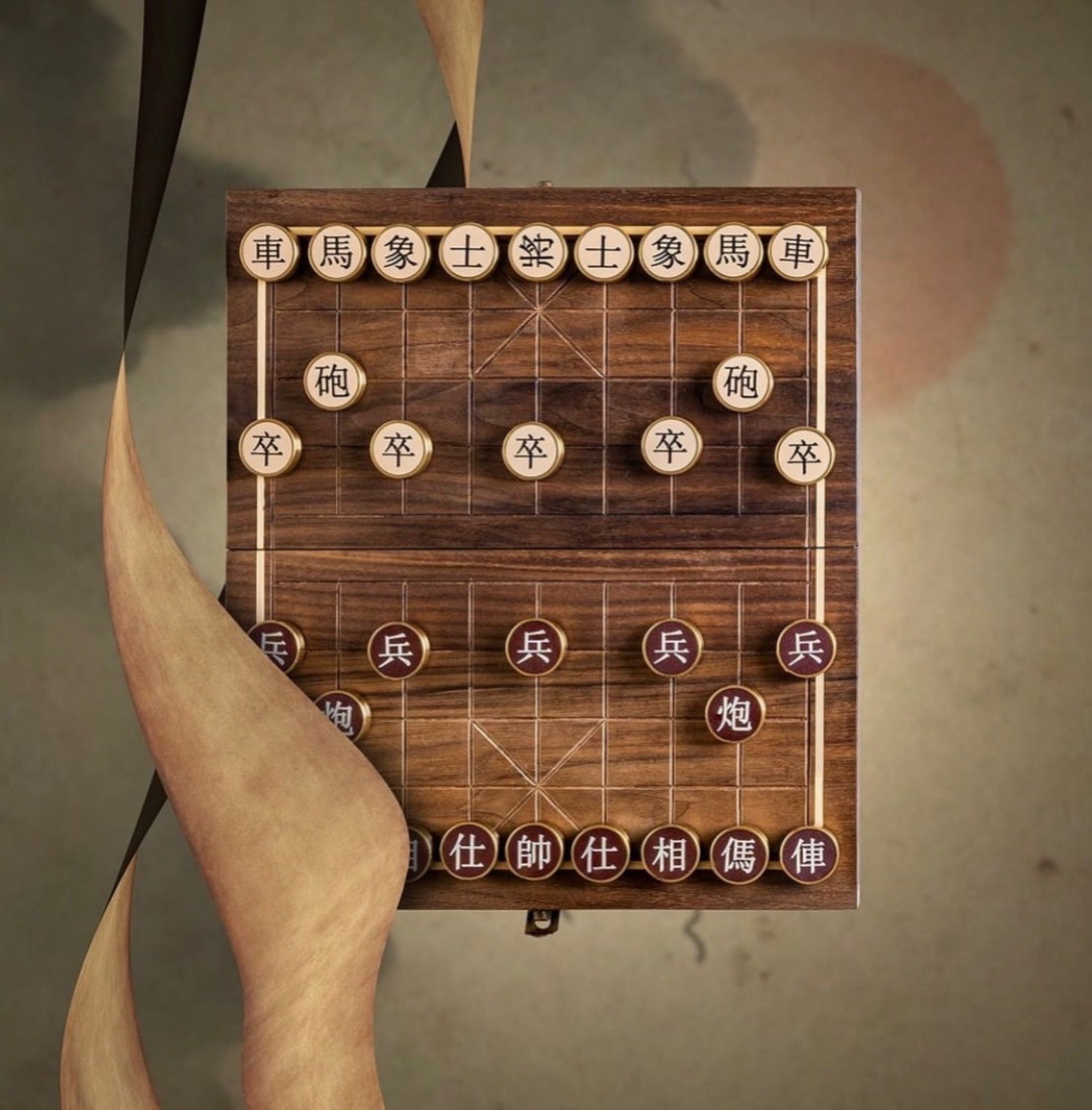 Premium Chinese Chess Set Xiangqi Chess Set Walnut Brass - Etsy