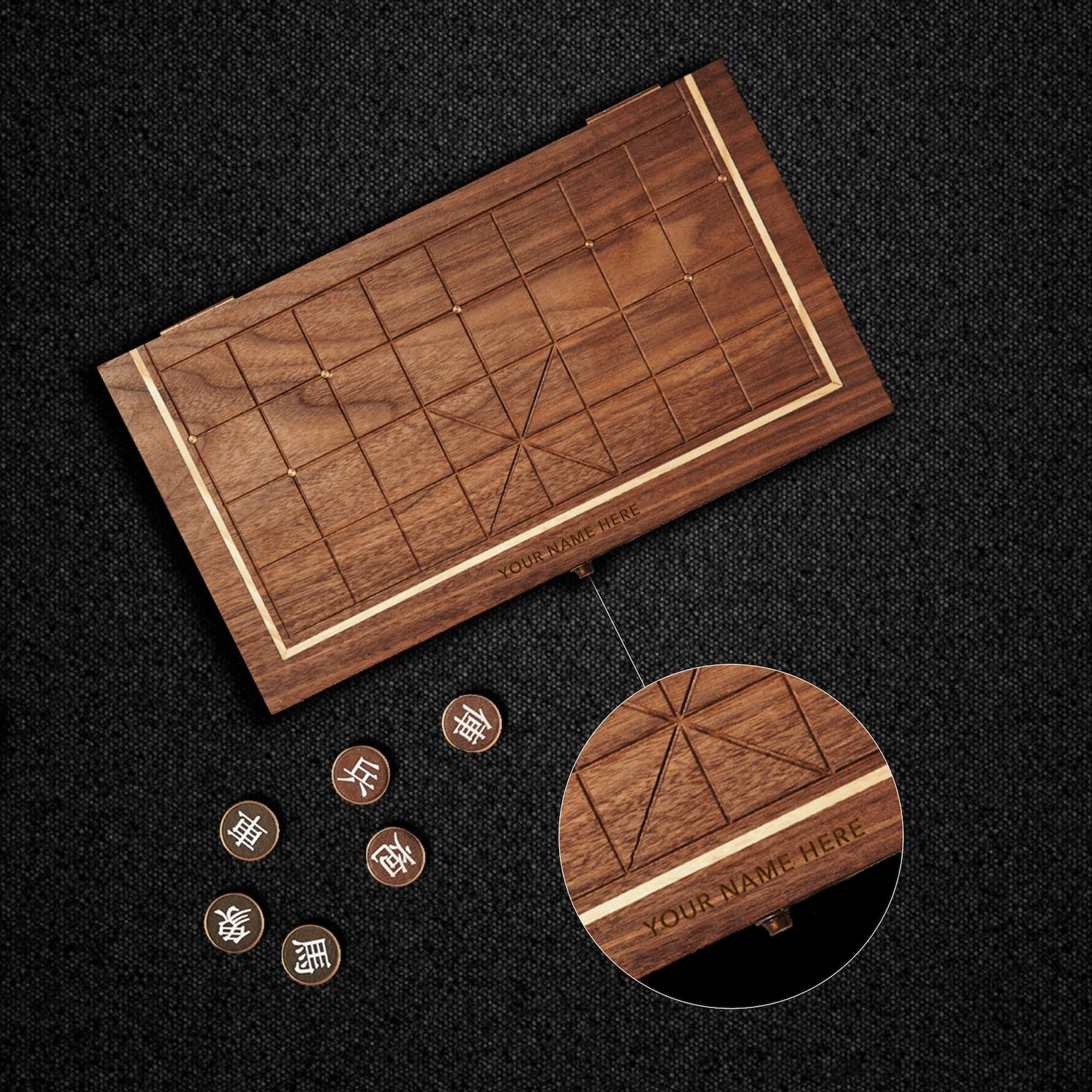 Premium Chinese Chess Set, Xiangqi Chess Set, Walnut Brass Xiangqi ...