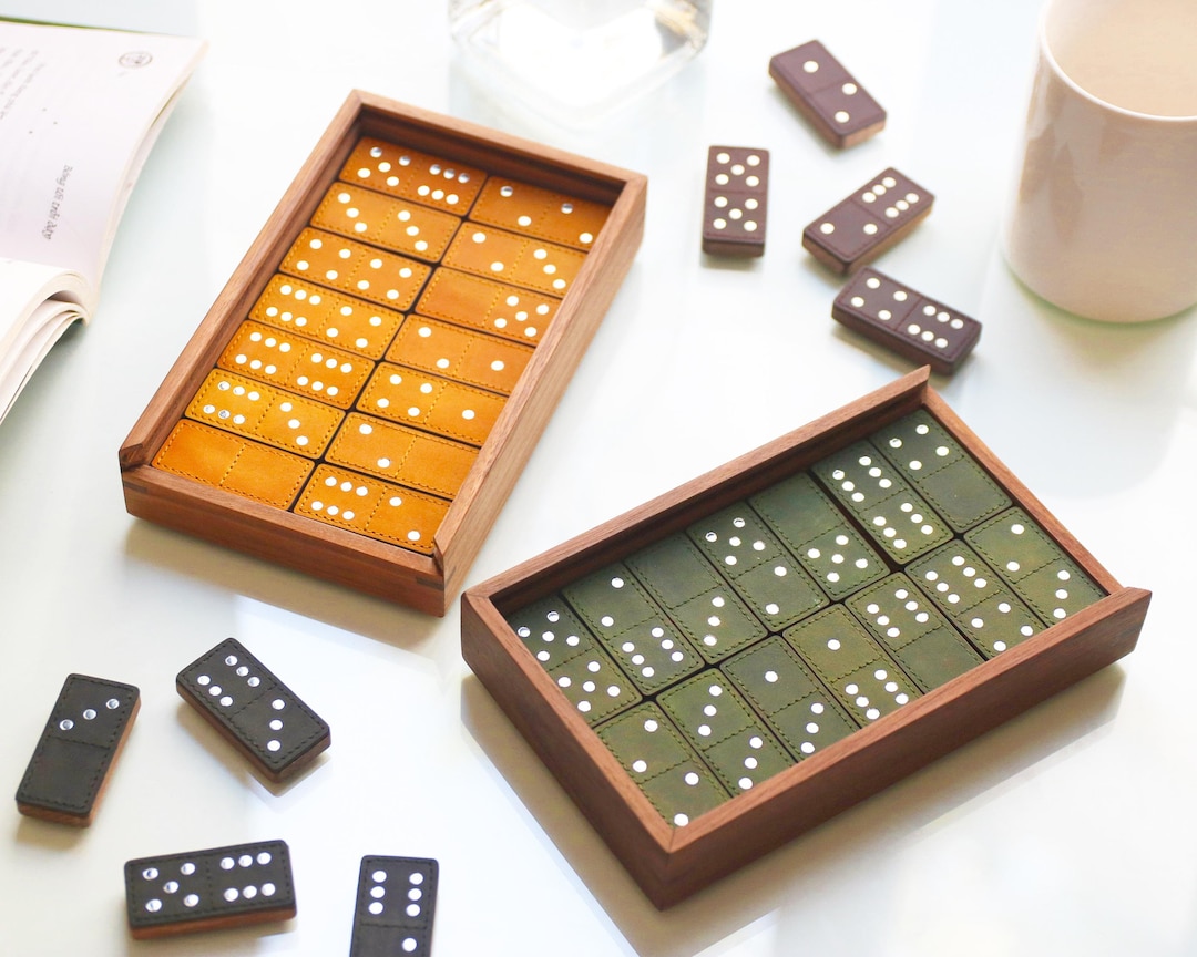 Handcrafted Leather Domino Set – Classic Double 6 Dominoes, Genuine ...
