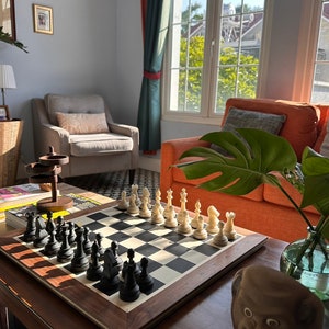 Bespoke Tournament Chess Set, Wooden Leather Lacquered Bold Chess Set ...