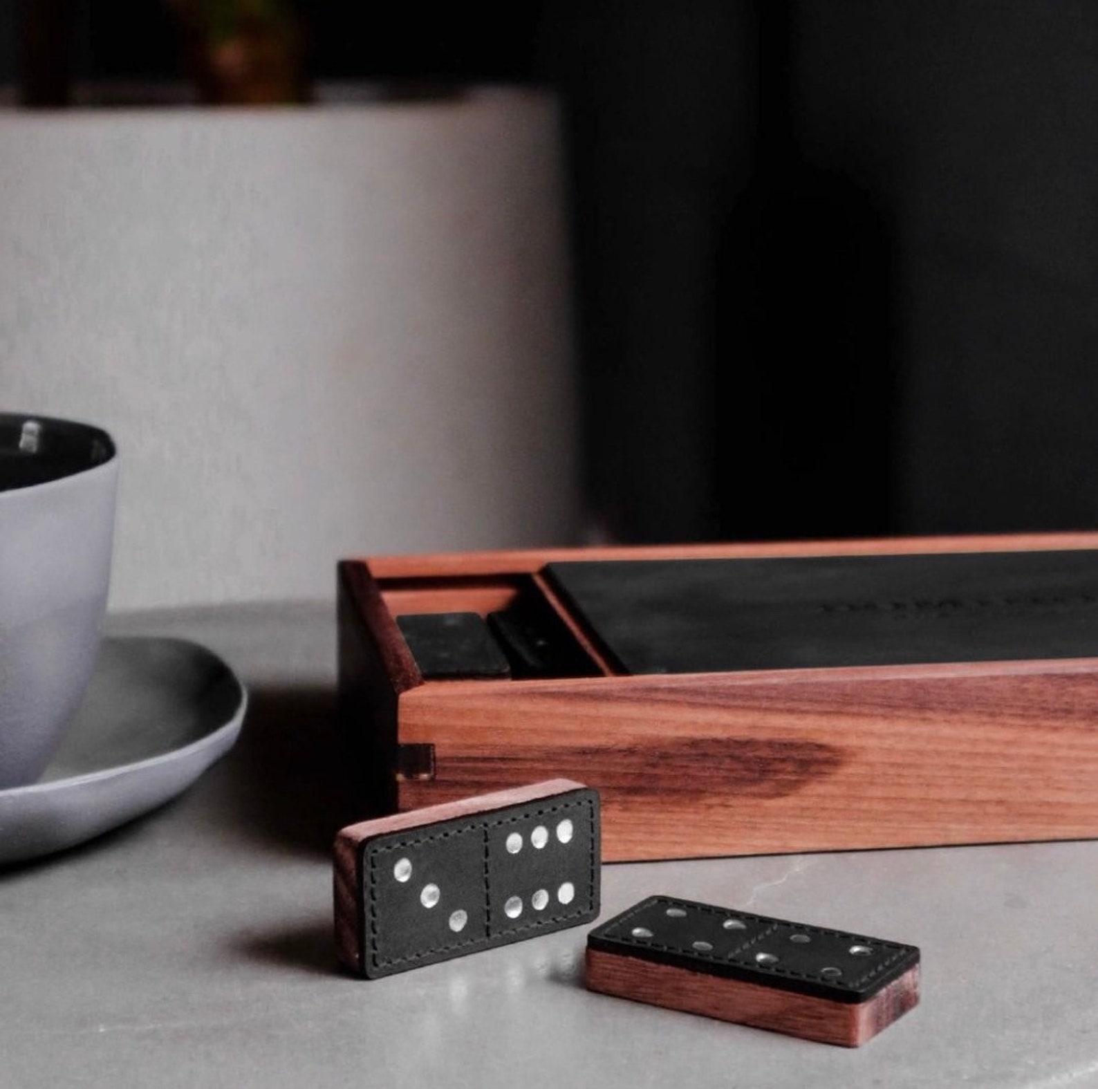 Premium Dominoes Set, Walnut Leather Dominoes, Personalized Dominoes ...