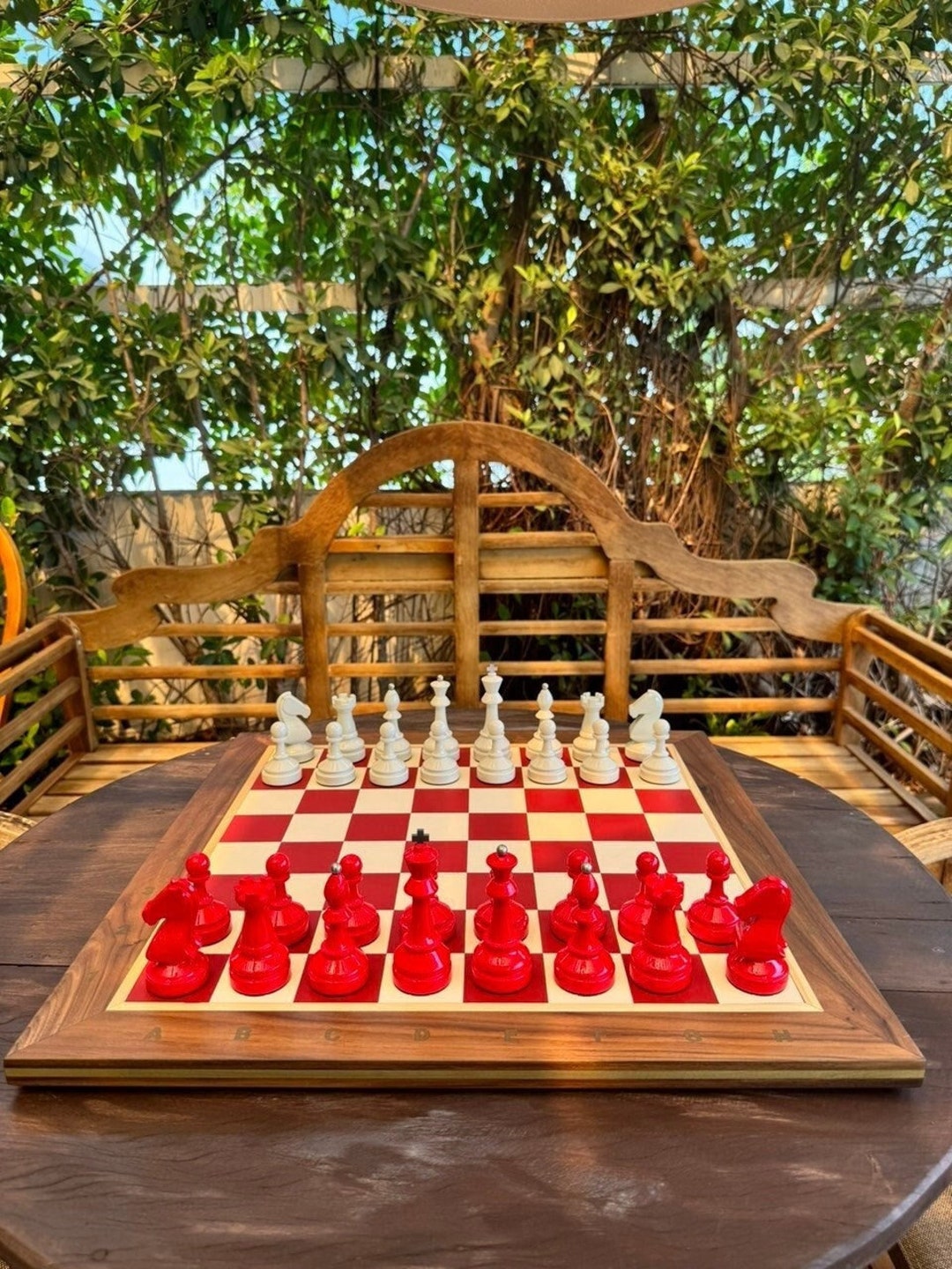 Bespoke Tournament Chess Set, Large Chess Board, Wooden Leather ...