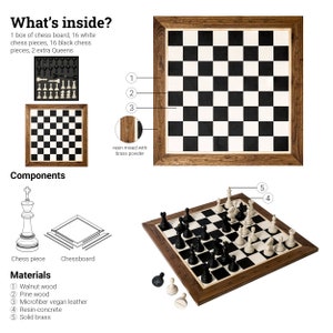 Bespoke Tournament Chess Set, Wooden Leather Lacquered Bold Chess Set ...