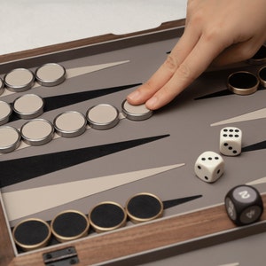 Premium Backgammon Set, Walnut Brass Leather Backgammon Set, Large 14 ...