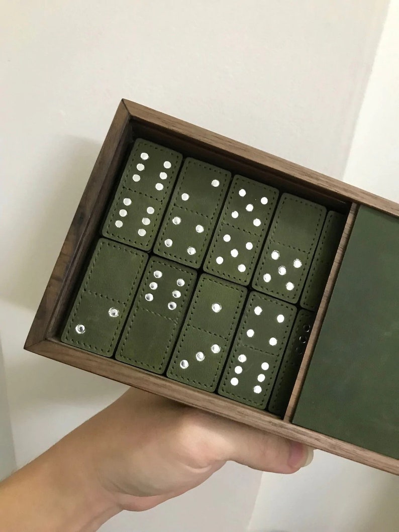 Premium Dominoes Set Walnut Leather Dominoes Personalized - Etsy