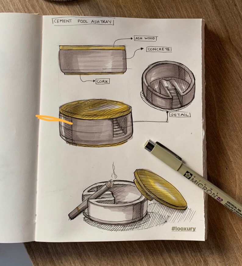 Concrete Cigarette Ashtray With Wooden Lid Cigarettes & - Etsy