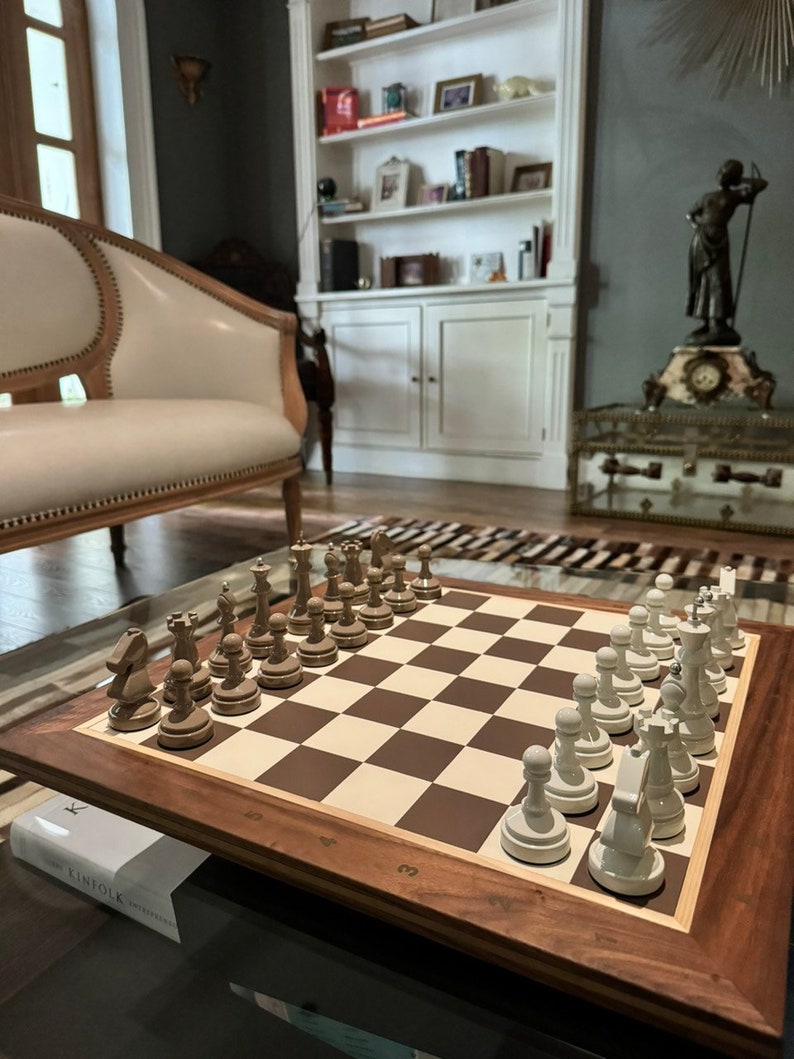 Bespoke Tournament Chess Set, Large Chess Board, Wooden Leather ...