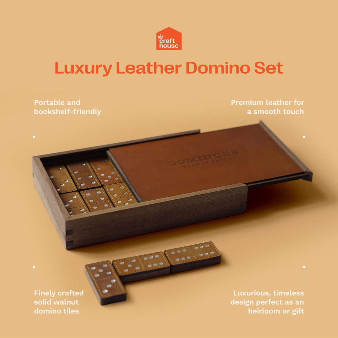 Premium Dominoes Set, Walnut Leather Dominoes, Personalized Dominoes ...