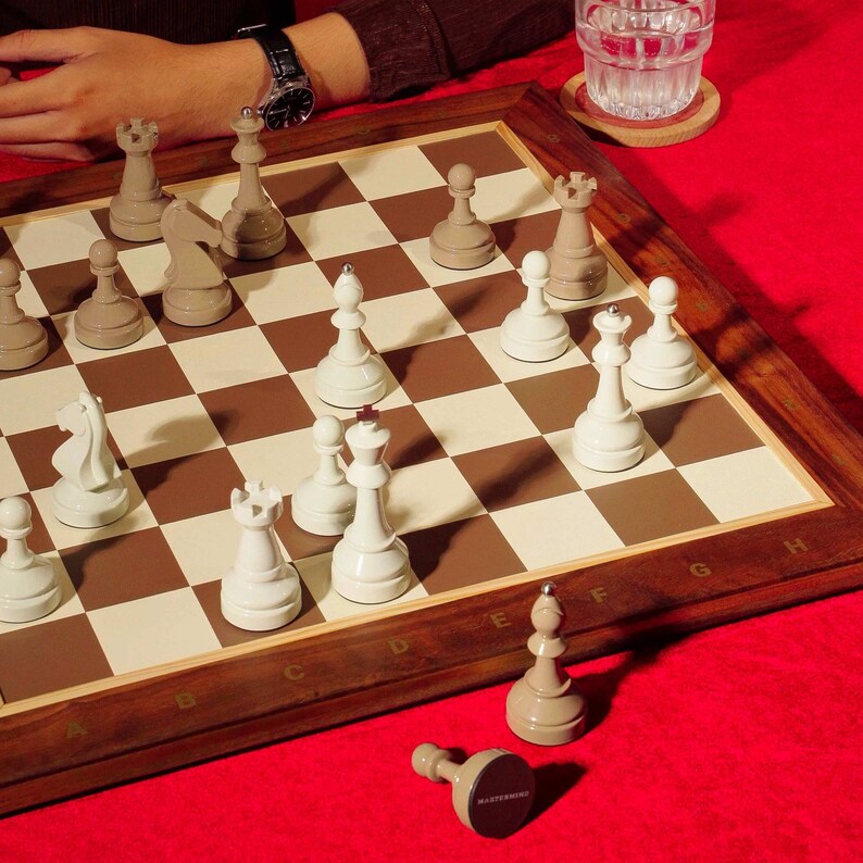 Bespoke Tournament Chess Set, Wooden Leather Lacquered Bold Chess Set ...