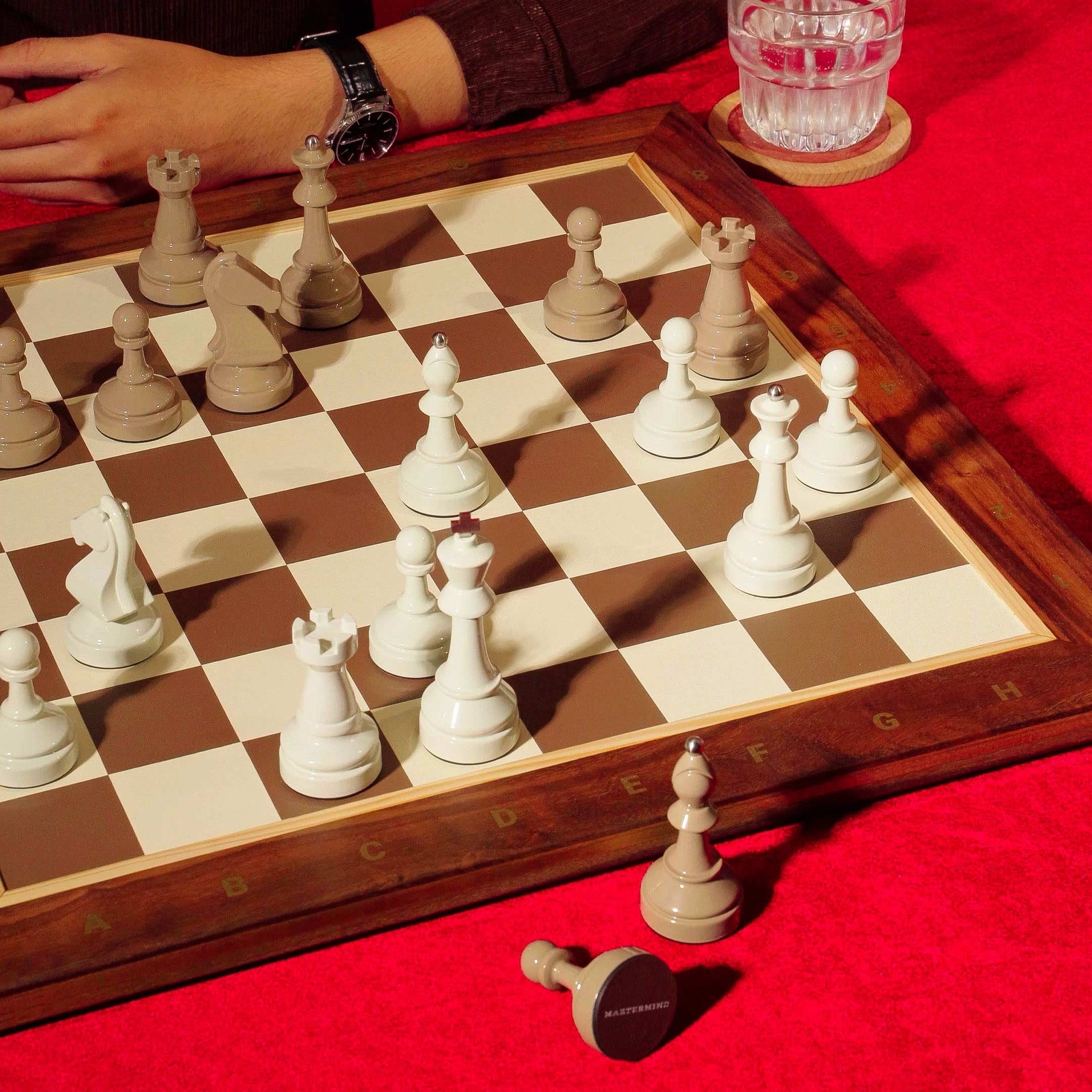 Bespoke Tournament Chess Set, Wooden Leather Lacquered Bold Chess Set ...