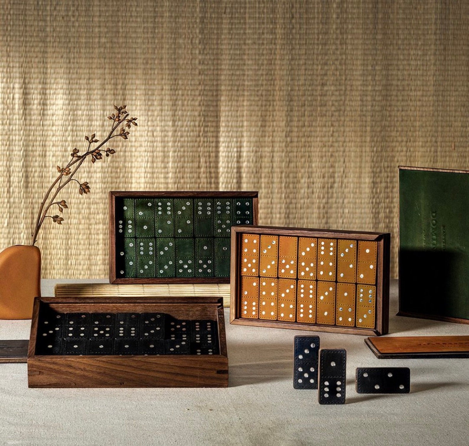 Premium Dominoes Set, Walnut Leather Dominoes, Personalized Dominoes ...