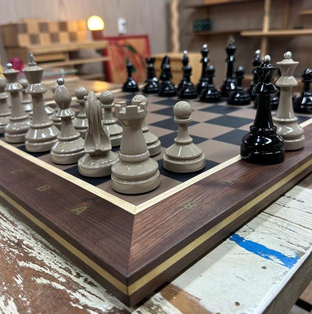 Luxury Tournament Chess Set, Large Chess Board, Gorgeous Walnut Brass ...