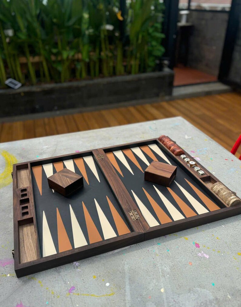 Backgammon Board Game, Walnut/beech Wood, Microfiber Leather Backgammon ...
