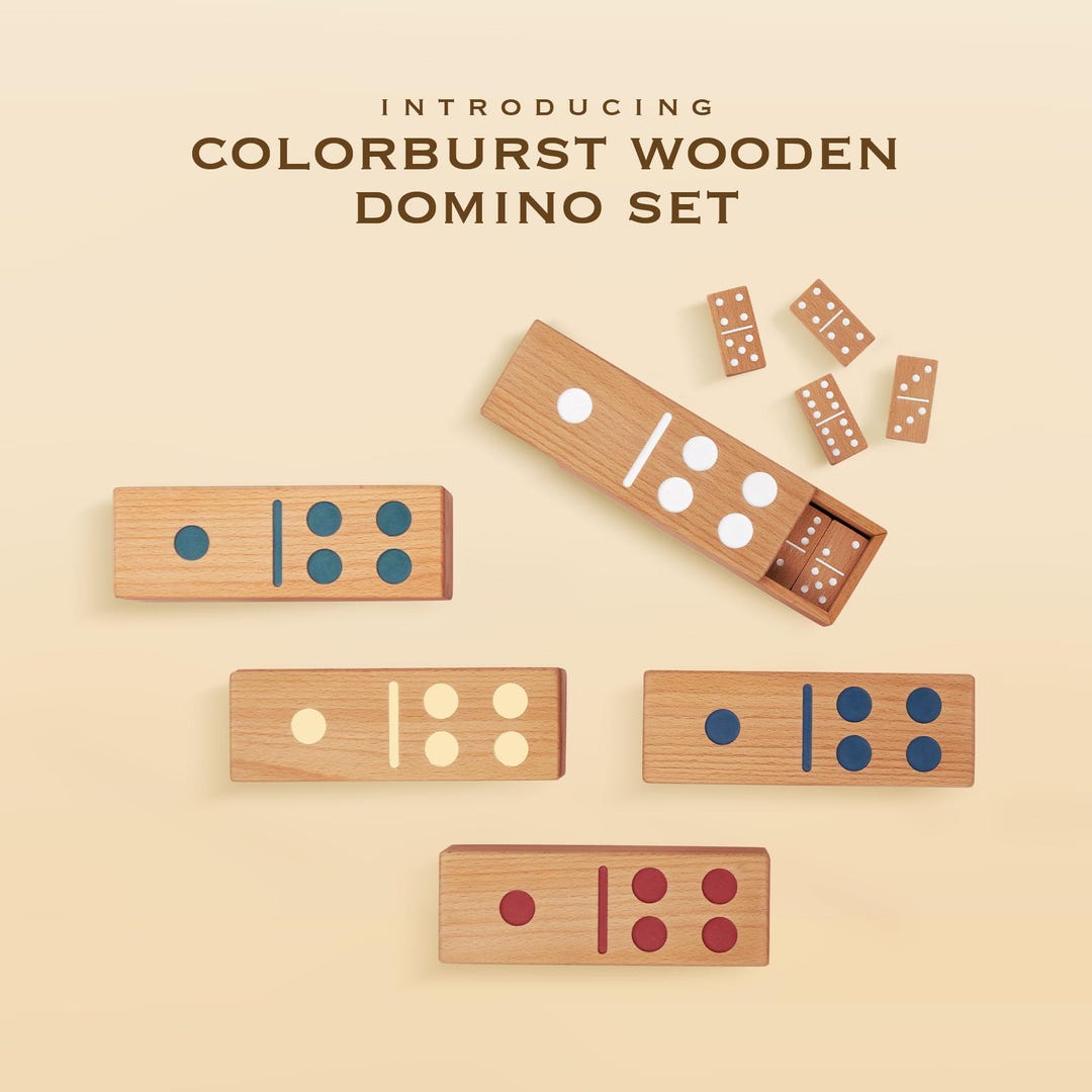 Wooden Domino Set, Double 6 Edition, Colorful Domino Collection ...