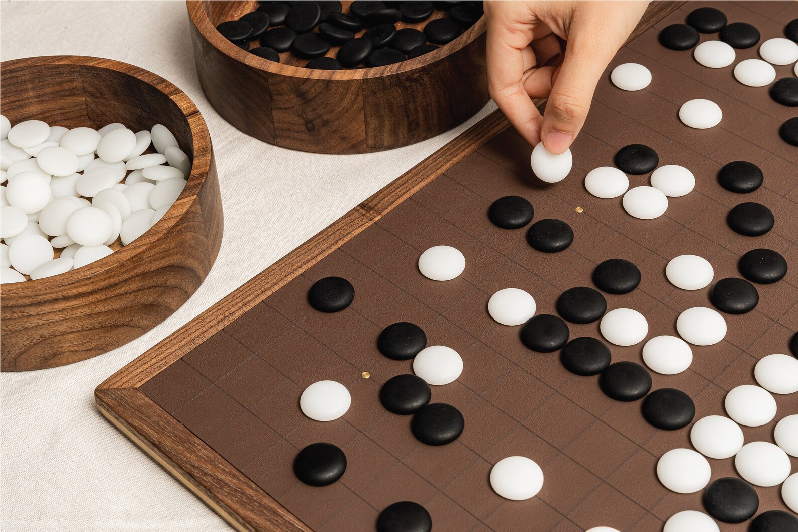 Go Board Game With Wooden Bowls and Stones - Go Chess Set - Japanese Go ...
