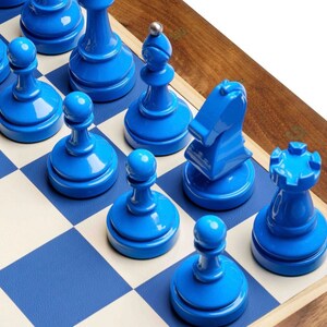 Bespoke Tournament Chess Set, Wooden Leather Lacquered Bold Chess Set ...