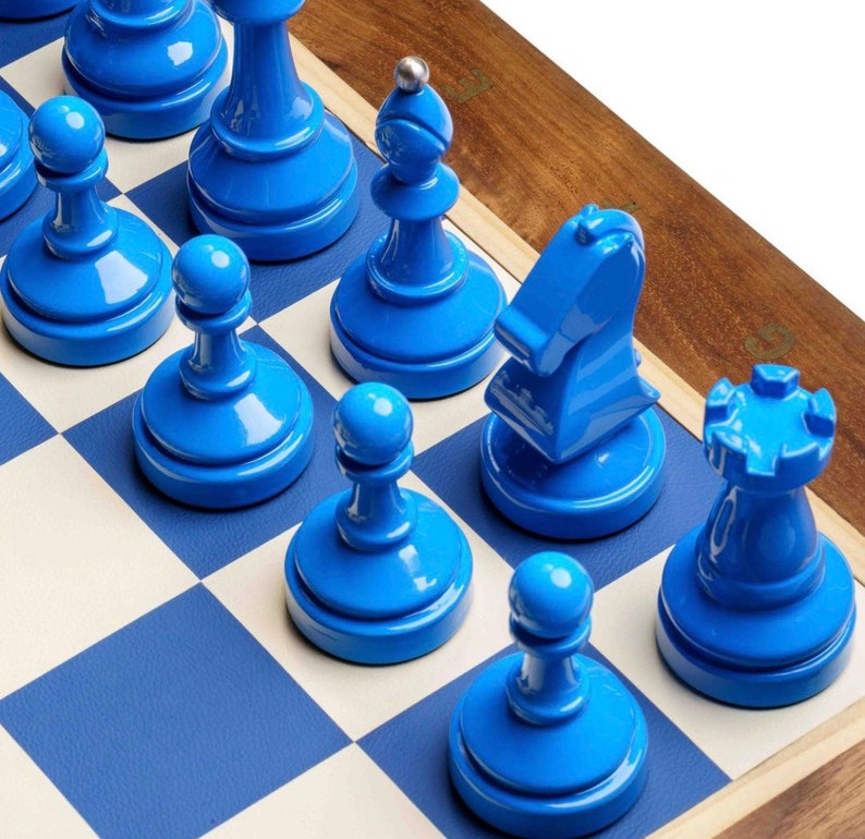 Bespoke Tournament Chess Set, Wooden Leather Lacquered Bold Chess Set ...