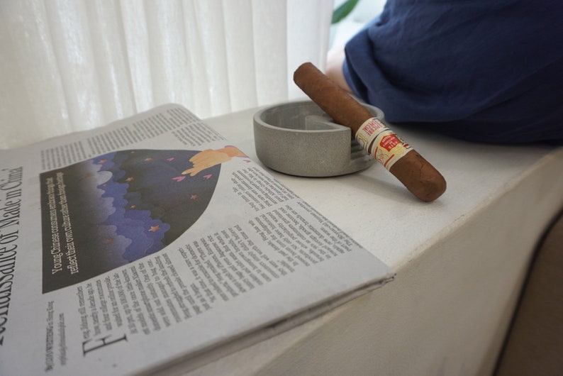 Concrete Cigarette Ashtray with Wooden Lid Cement Cigarette | Etsy