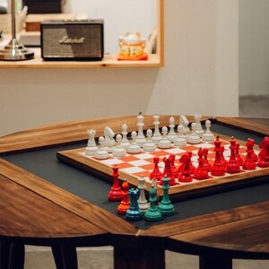 Bespoke Tournament Chess Set, Large Chess Board, Wooden Leather ...