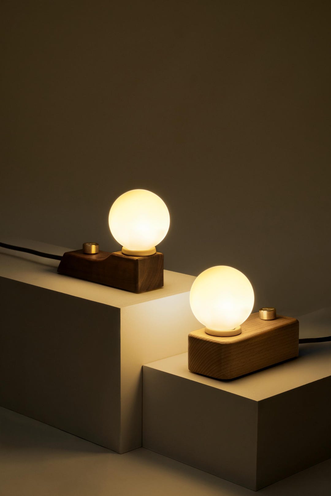 Neo Minimal Table Lamp, Wooden Small Lamp, Industrial Minimal Style ...