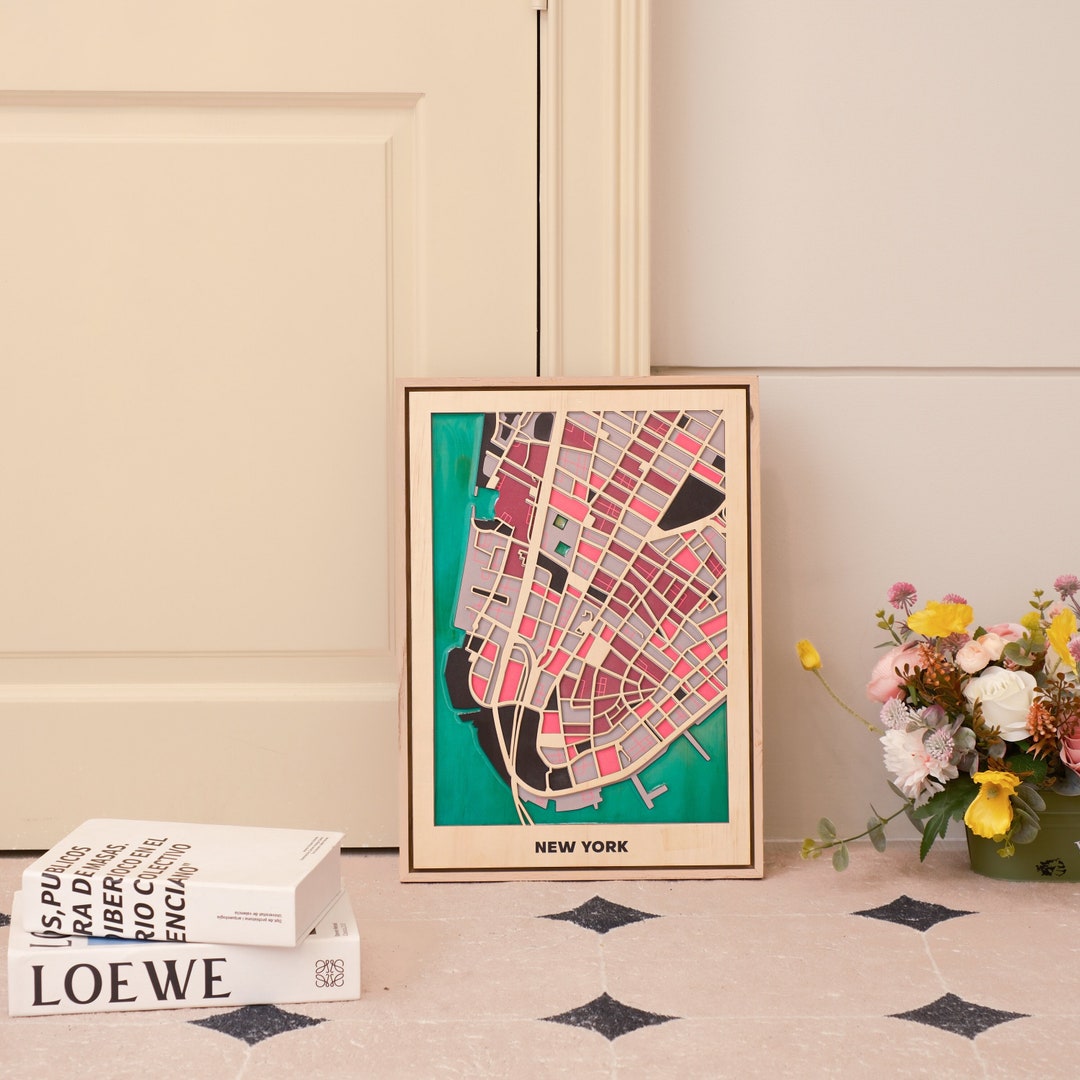 Wooden City Map - Art Poster City Map - Wall Decor - Any City Laser Cut ...