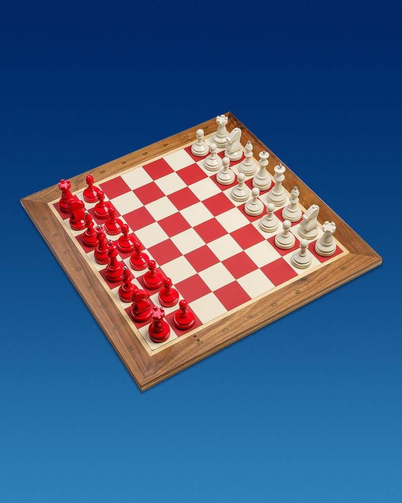 Bespoke Tournament Chess Set, Wooden Leather Lacquered Bold Chess Set ...