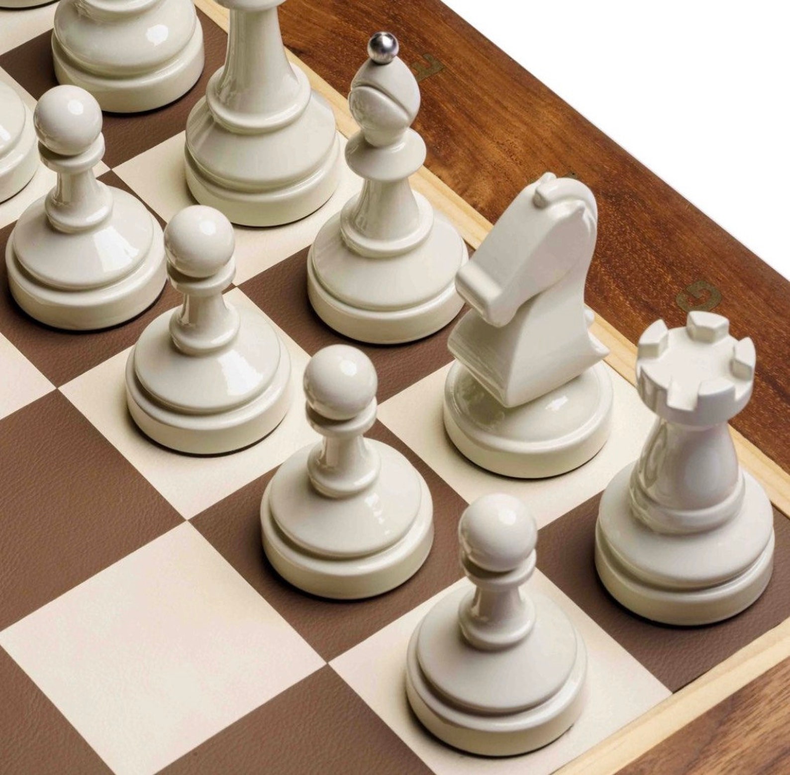 Bespoke Tournament Chess Set, Wooden Leather Lacquered Bold Chess Set ...