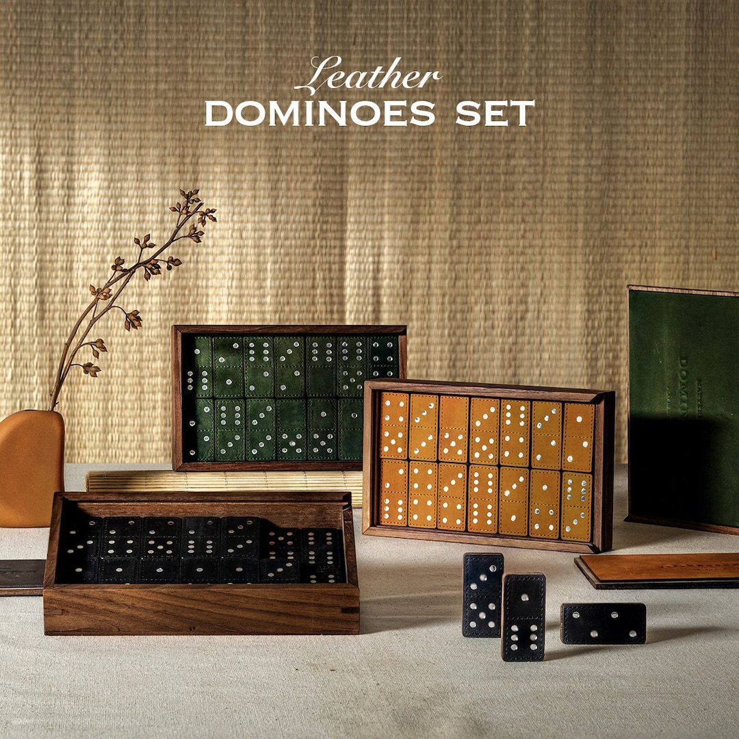 Premium Dominoes Set, Personalized Dominoes Set, Walnut Leather ...