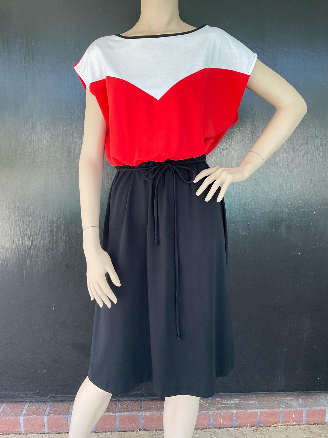 1970s 1980s Black, Red and White Sears Dress Vintage Dress - Etsy