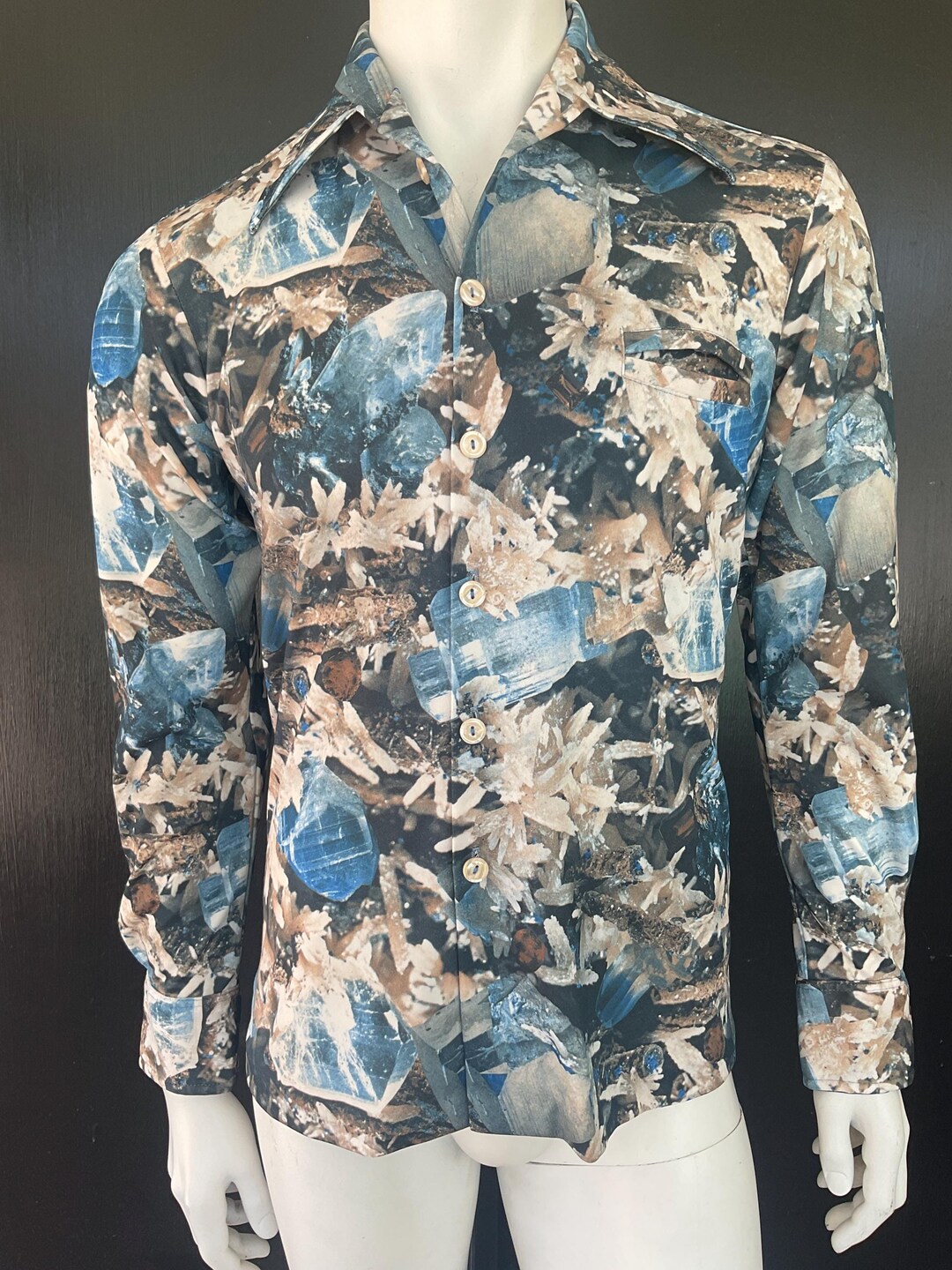 1970s Blue, Gray and White Alan Stuart Shirt - Etsy