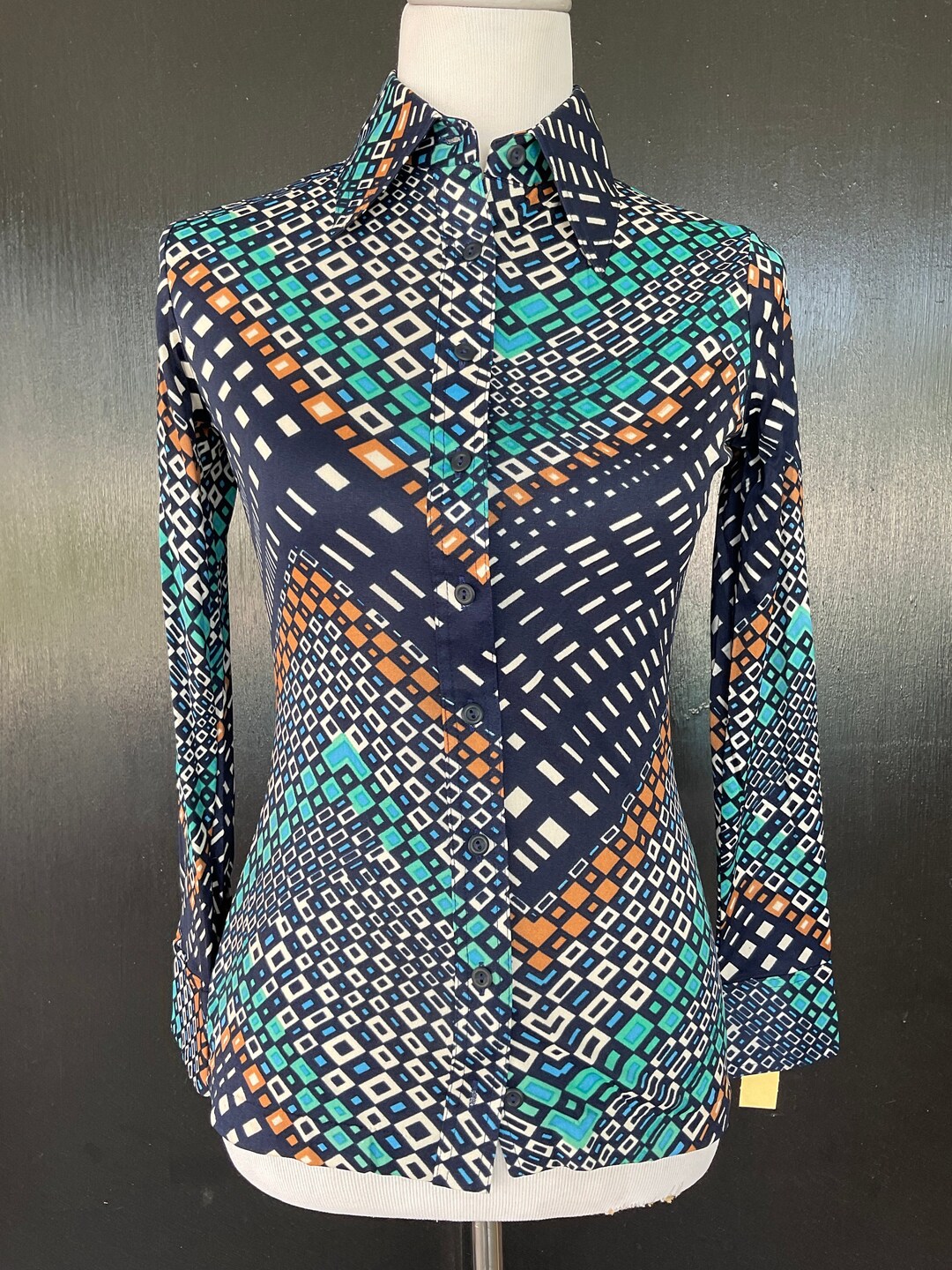 1970s Blue, White and Tan Huk A Poo Blouse - Etsy