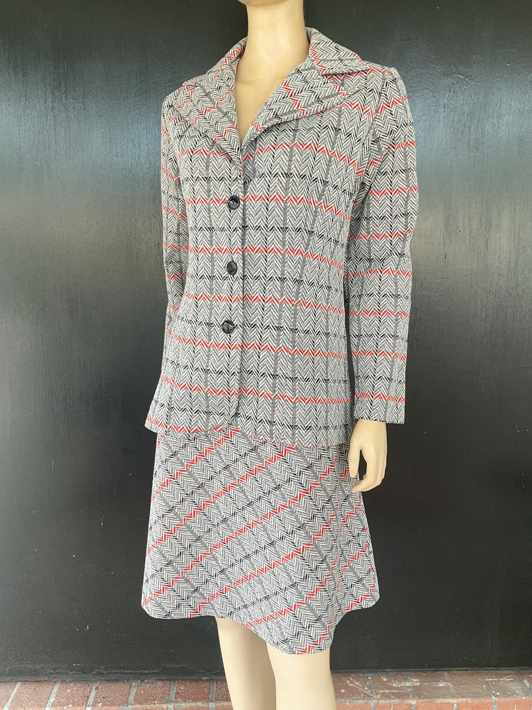 1970s Gray and Orange Jane Colby Suit - Etsy