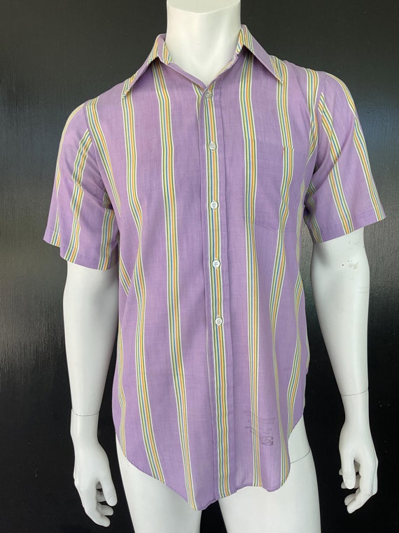 1960s 1970s lavender Kent Collection vintage mens shi… - Gem