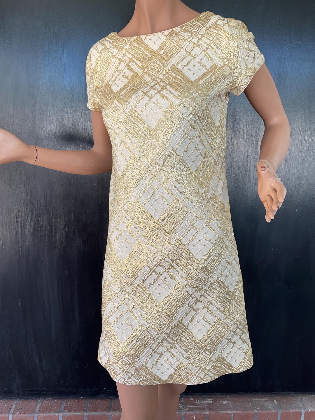 1960s Cream and Gold Lurex Andrea Gayle Dress Vintage Small - Etsy