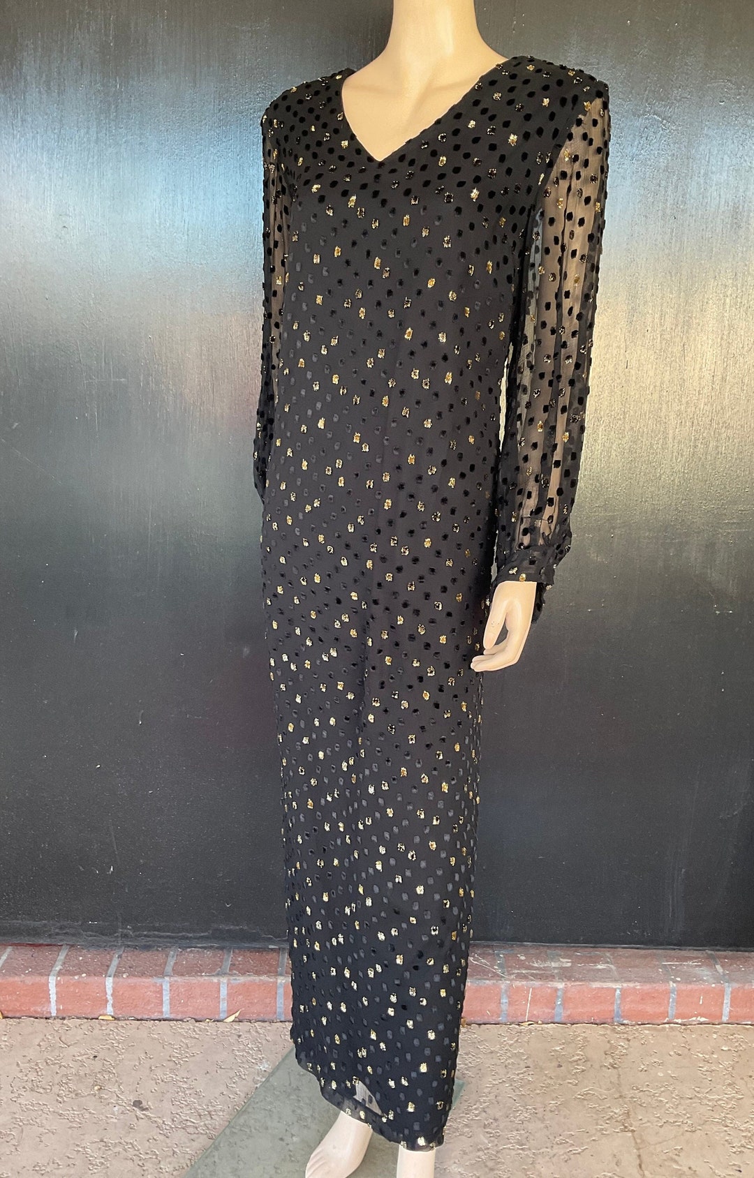 1970s Black and Gold Nancy Austin Dress - Etsy
