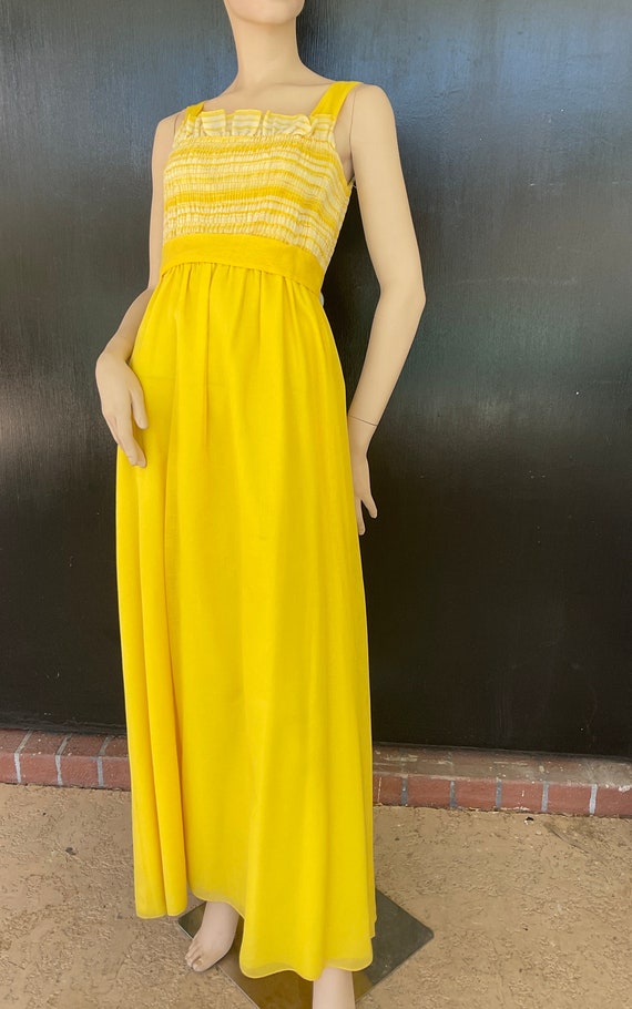 Vintage 1970s Dress Yellow Gem
