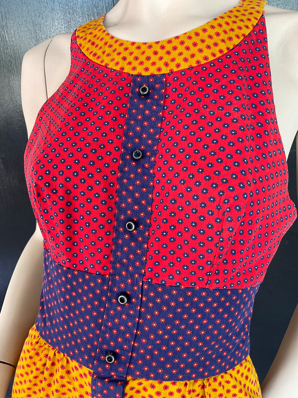 1970s Red, Yellow and Blue Craig Dress - Etsy
