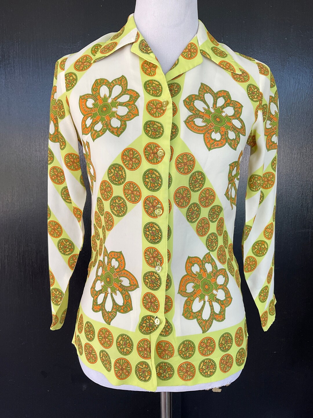 1960s Orange, Green and White Alex Colman Blouse - Etsy