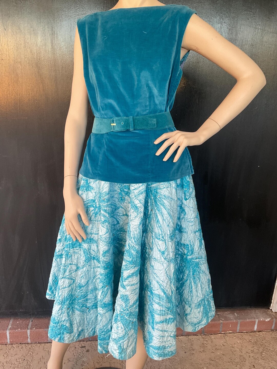 1950s Alex Colman Blue Green Two Piece Dress Vintage Small - Etsy