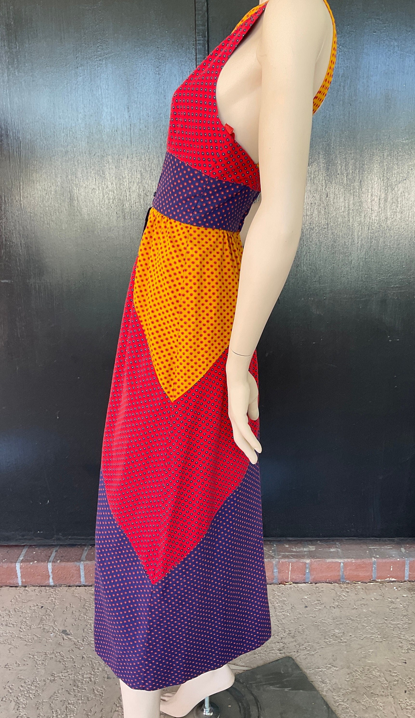 1970s Red, Yellow and Blue Craig Dress - Etsy