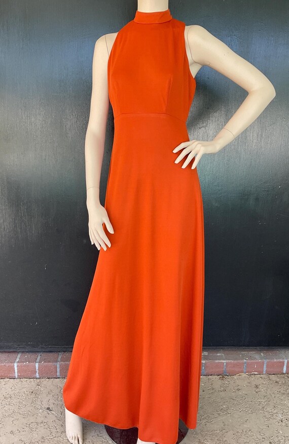 1970s rust maxi dress vintage disco - Gem