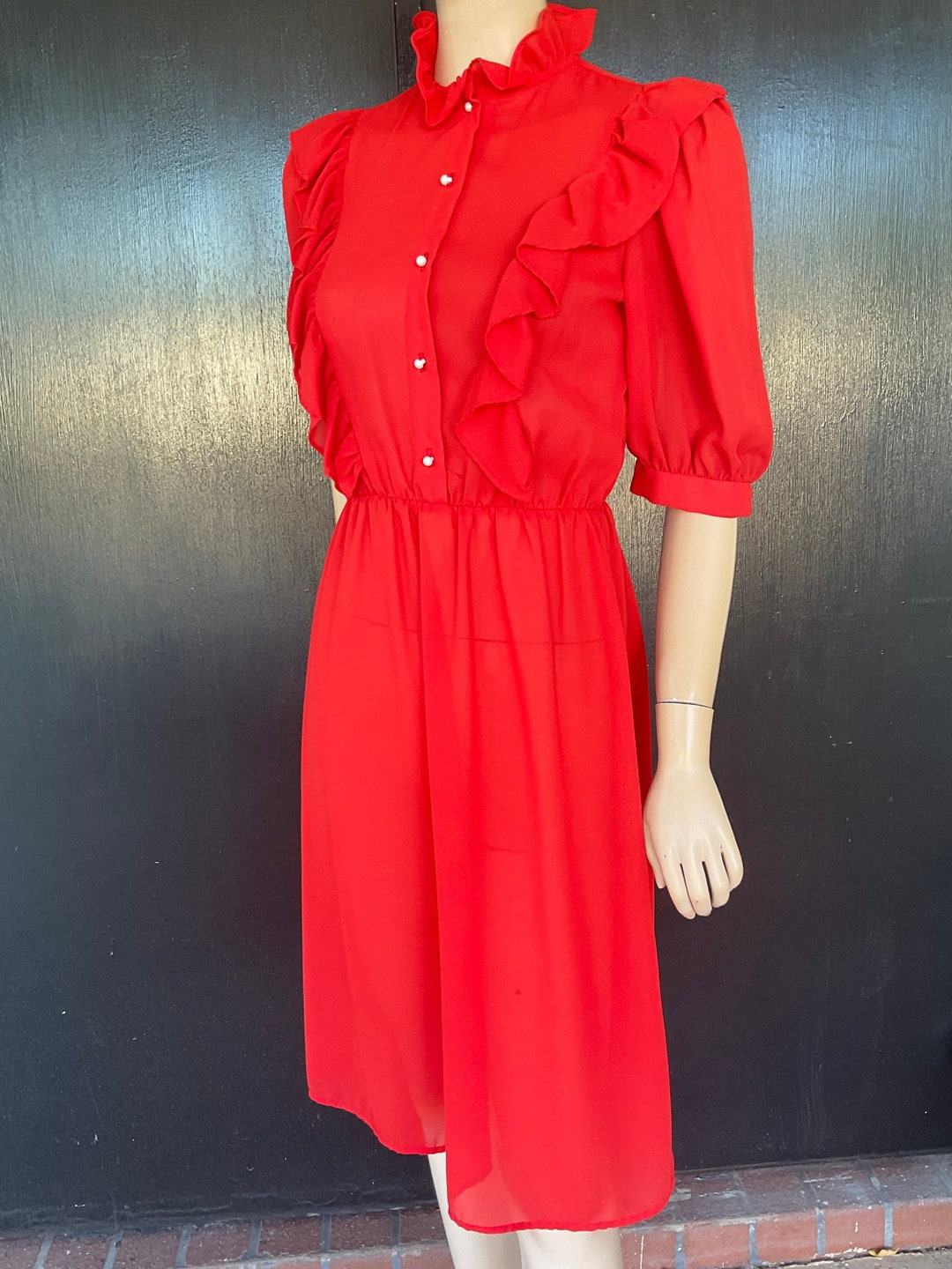1980s Red Byer Too Dress - Etsy