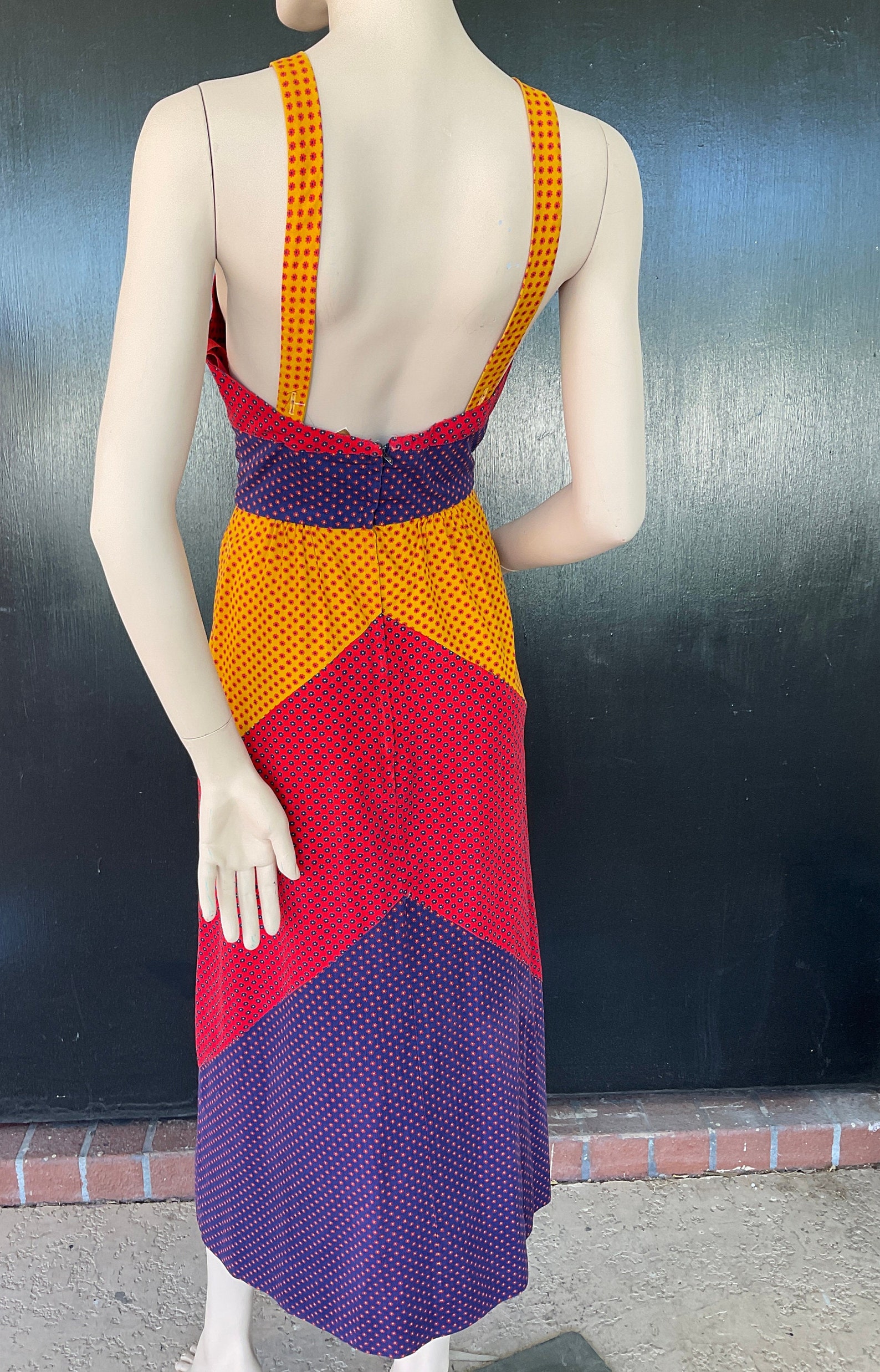 1970s Red, Yellow and Blue Craig Dress - Etsy