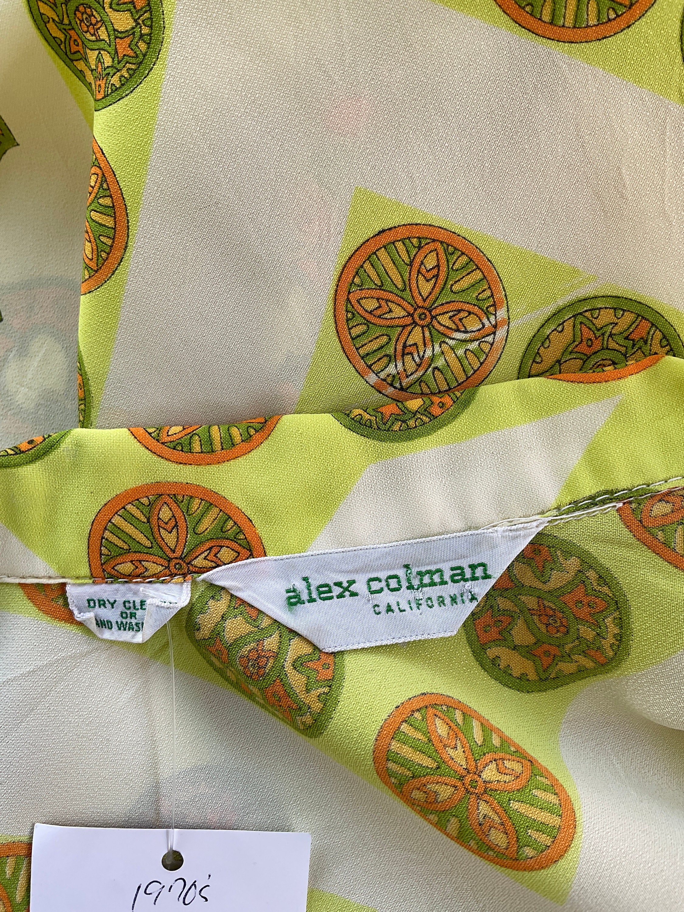 1960s Orange, Green and White Alex Colman Blouse - Etsy