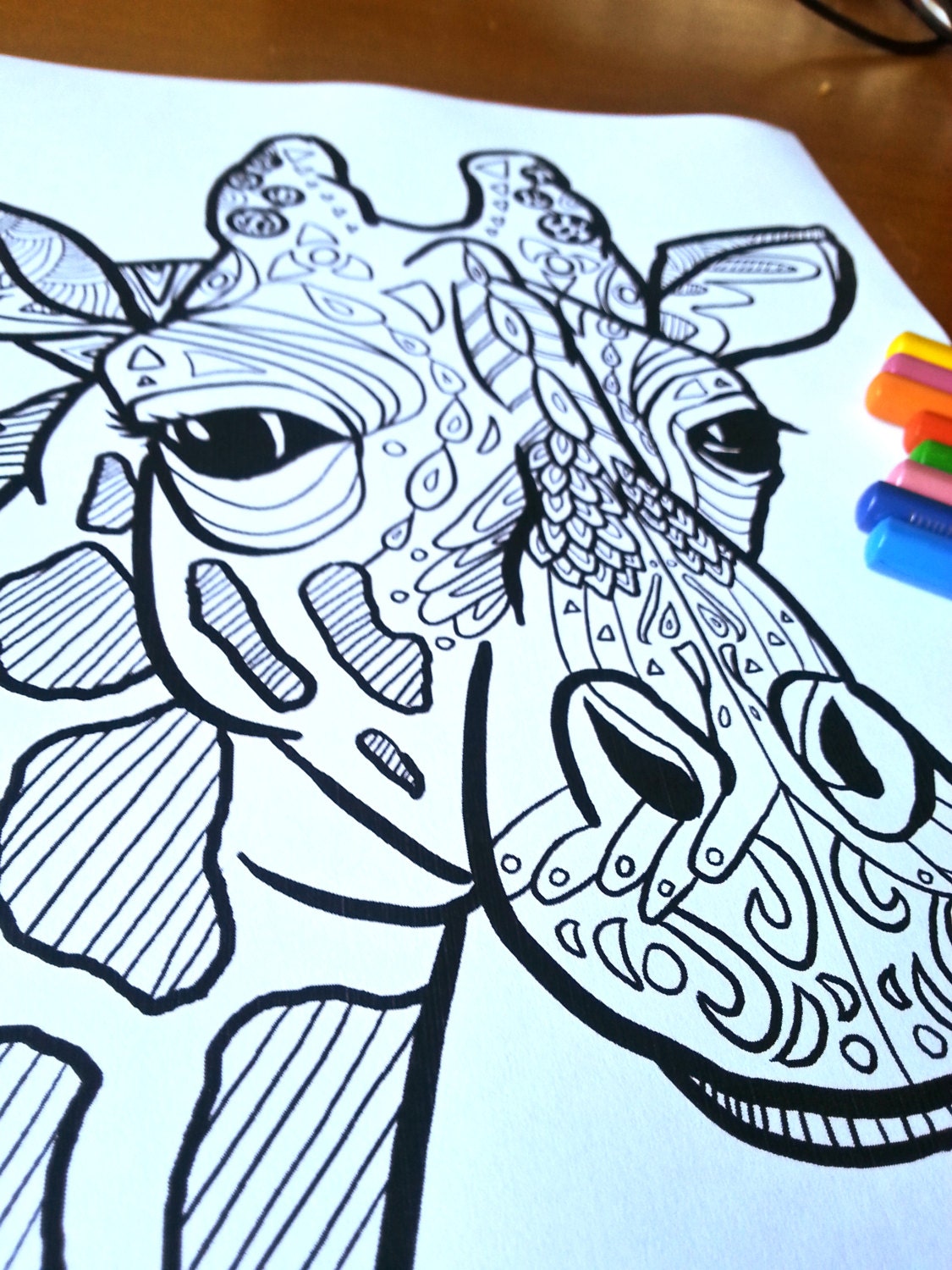 Adult Zentangle Coloring Sheet Giraffe | Etsy